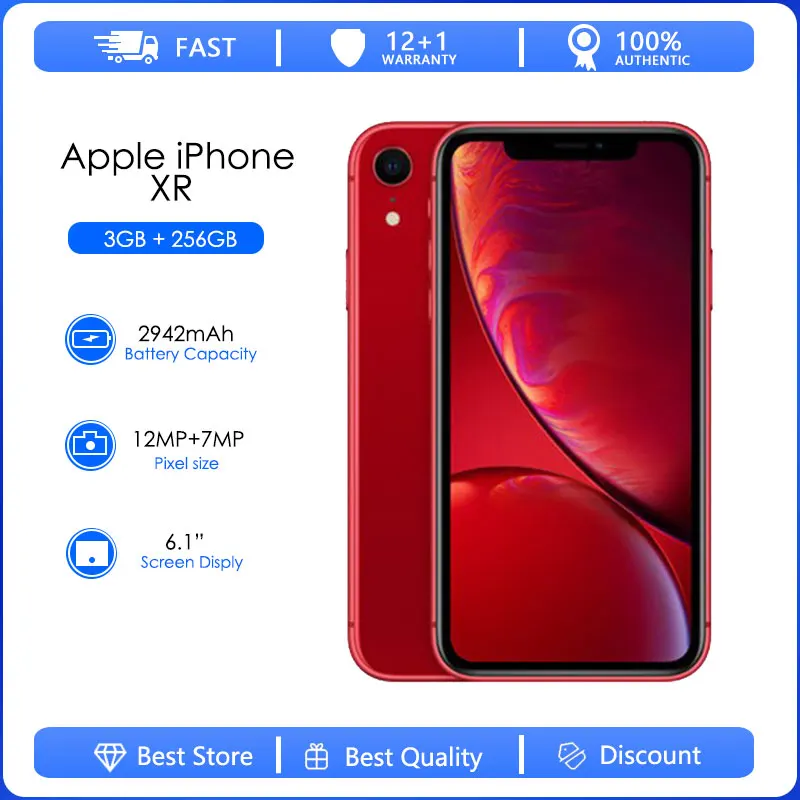 Original usado apple iphone xr fábrica desbloqueado 99% novo telefone móvel 64gb/256gb rom 6.1 ...