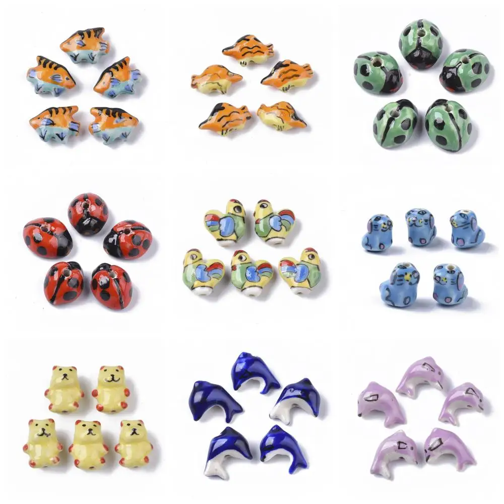 Pandahall-5Pcs-Cute-Animals-Handmade-Porcelain-Beads-Dolphin-Fish ...