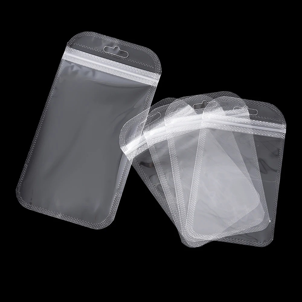 20Pcs Transparent Plastic Zipper Bags With Hang Hole Self Sealing Pouch ...