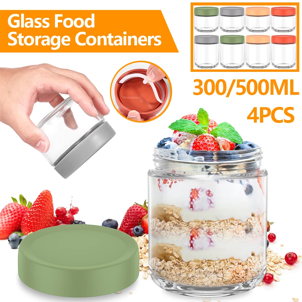 4Pcs-Overnight-Oats-Jar-Clear-Glass-Storage-Jar-with-Sealed-Lids ...