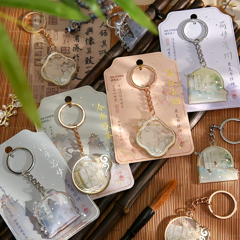 Antique-Chinese-Style-Enamel-Keychain-Colorful-Sakura-Flower-Key-Ring ...