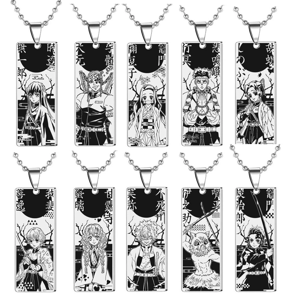 Collar-con-colgante-de-Tanjirou-Kamado-de-Demon-Slayer-cadena-de-acero ...