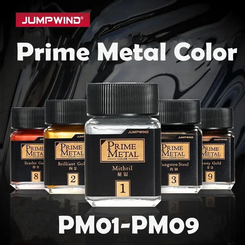 JUMPWIND PM01-PM09 프라임 메탈 컬러 페인트 18ml 플라스틱 모델 취미 DIY 안료용 유성 모델 페인팅 도구 ...