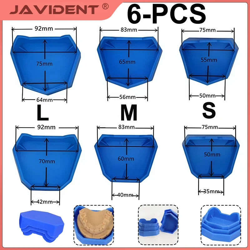 6Pcs Dental Model Base Silicon Plaster Model Base Denture Impression ...