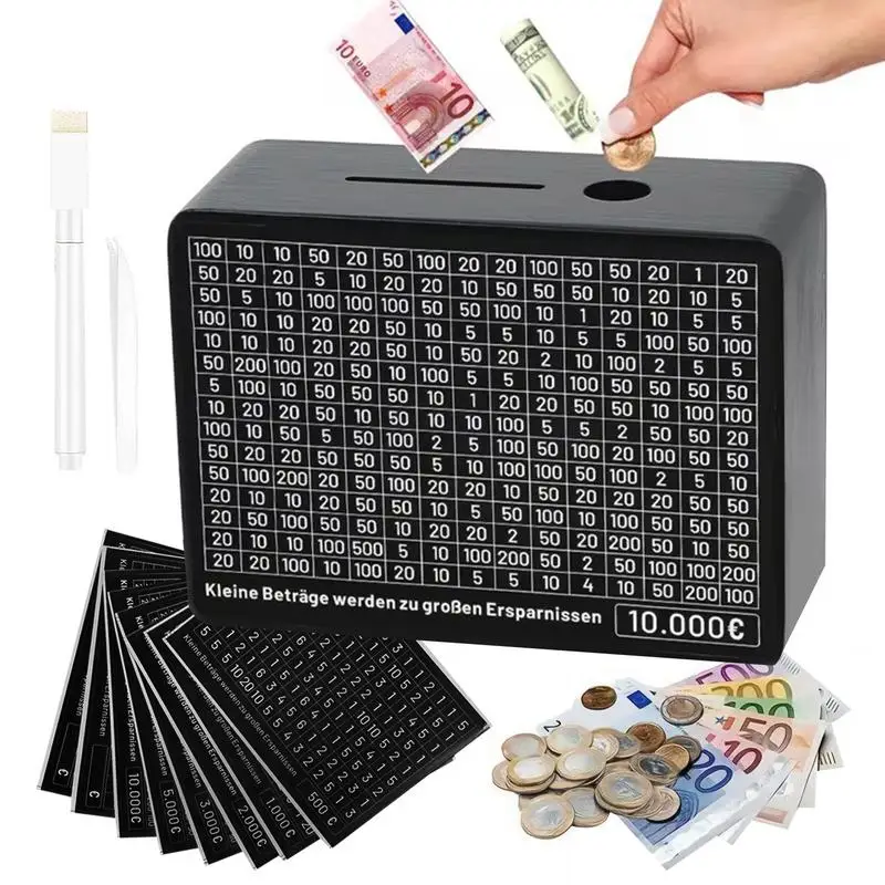 Hucha-de-madera-reutilizable-con-porter-a-de-ahorro-y-cajas-de-n-meros ...