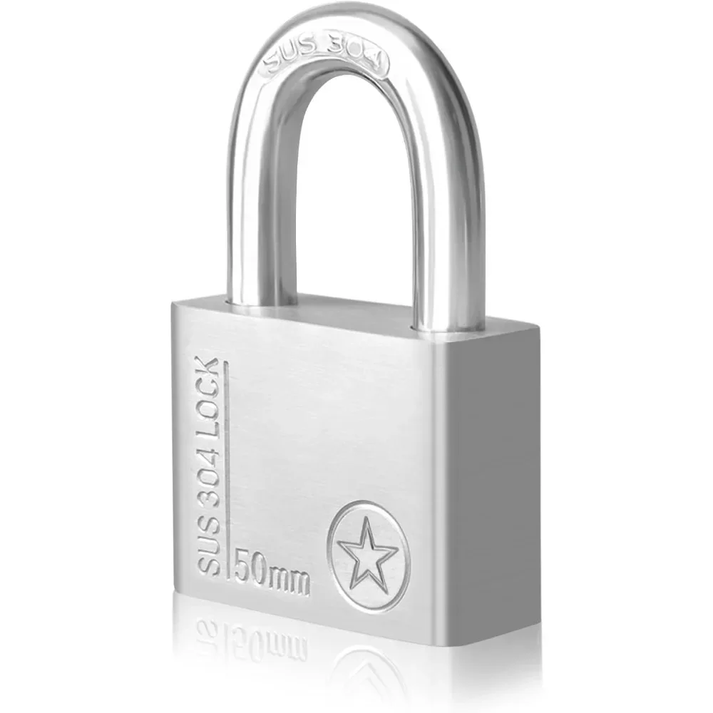304 Stainless Steel Padlock,50mm Waterproof with 4 Keys Rustproof for ...
