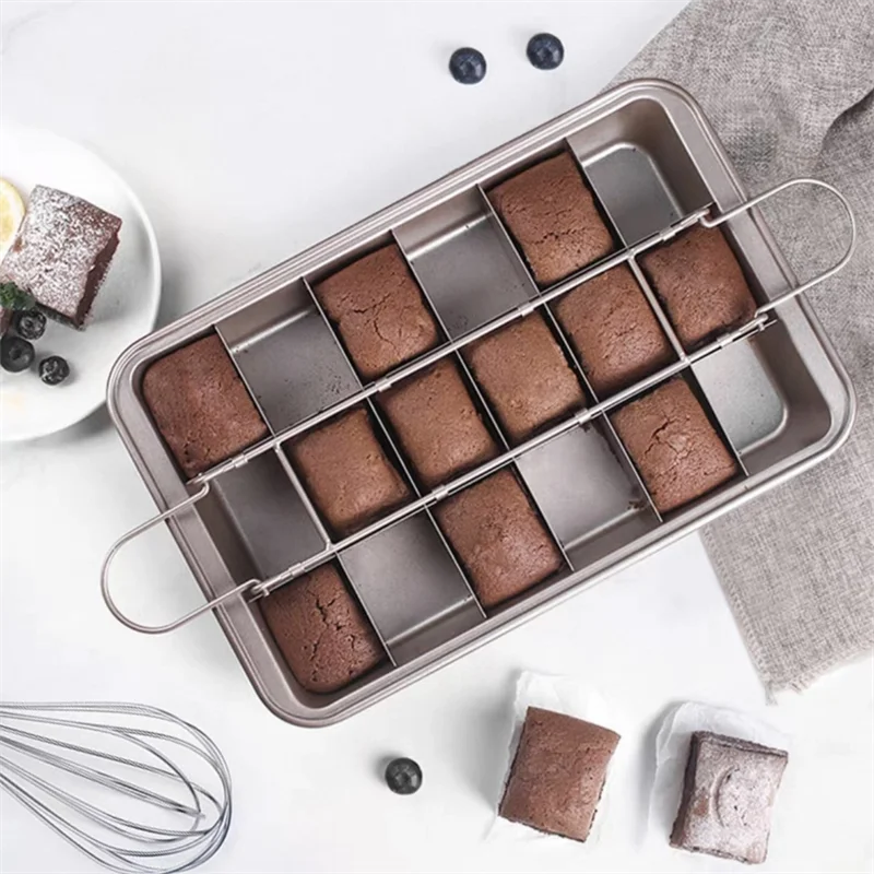 1pc Brownie Cake Pan With Dividers Stainless Steel Loaf Pan Non-Stick ...