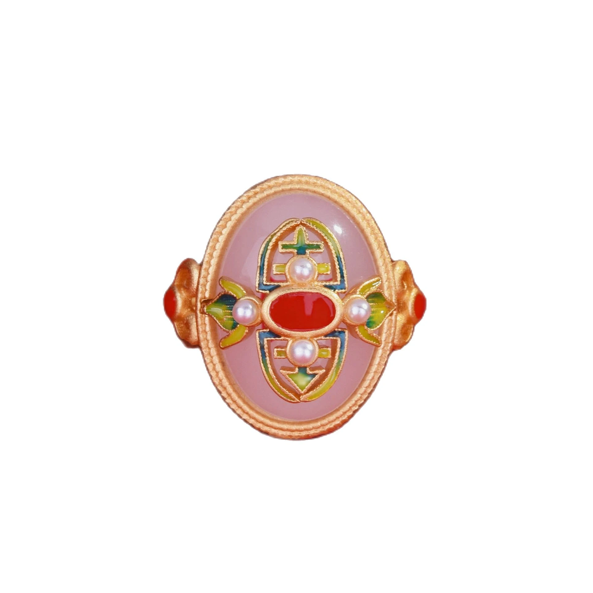 Women's ancient method inheritance gilt craft painted enamel ring ...
