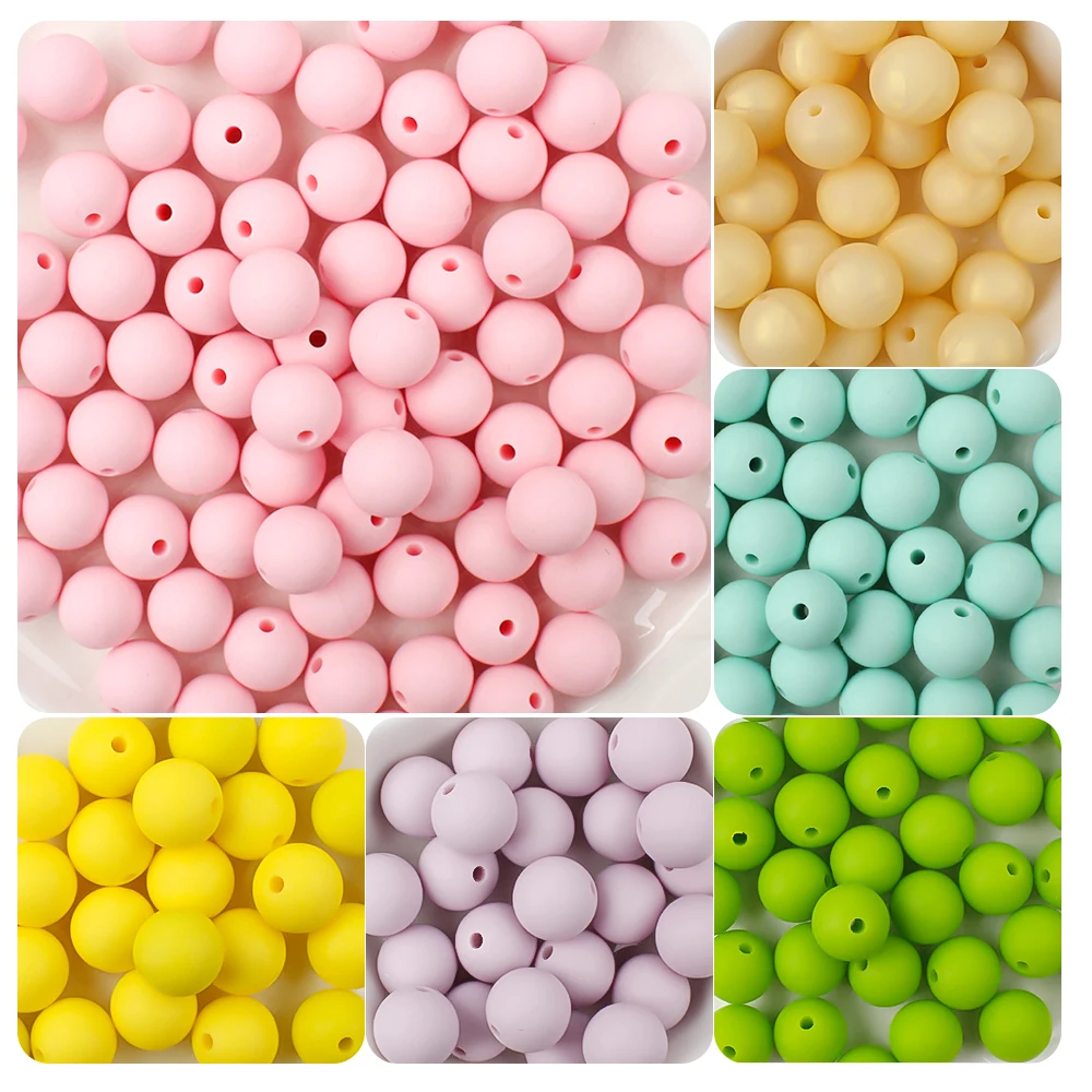 25pcs 12mm 9mm 15mm Round Silicone Beads for Jewelry Making DIY ...