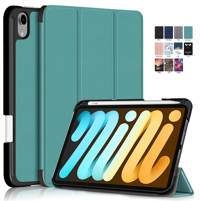 For iPad Mini 7 Case 2024 Trifold PU Leather Stand Magnetic Cover For ...