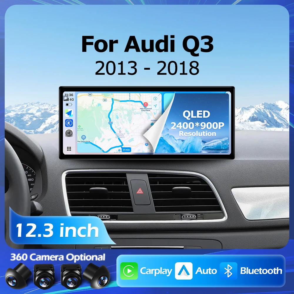 Android Auto 2400*900P Resolution 12.3 Inch For Audi Q3 2013-2018 Car ...