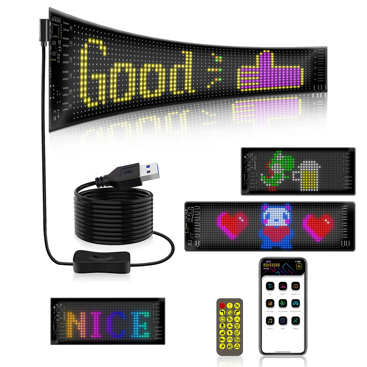 LED-Matrix-Pixel-Panel-Scrolling-Advertising-Screen-USB-5V-Flexible-Led ...