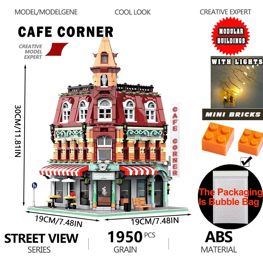 【MINI Bricks】Cafe Corner Fresh Market House Building Blocks Model ...