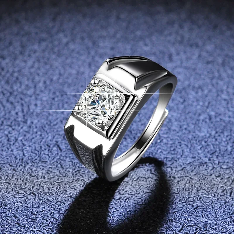 Luxury-Platinum-PT950-Moissanite-Rings-for-Men-1ct-Diamonds-Ring ...