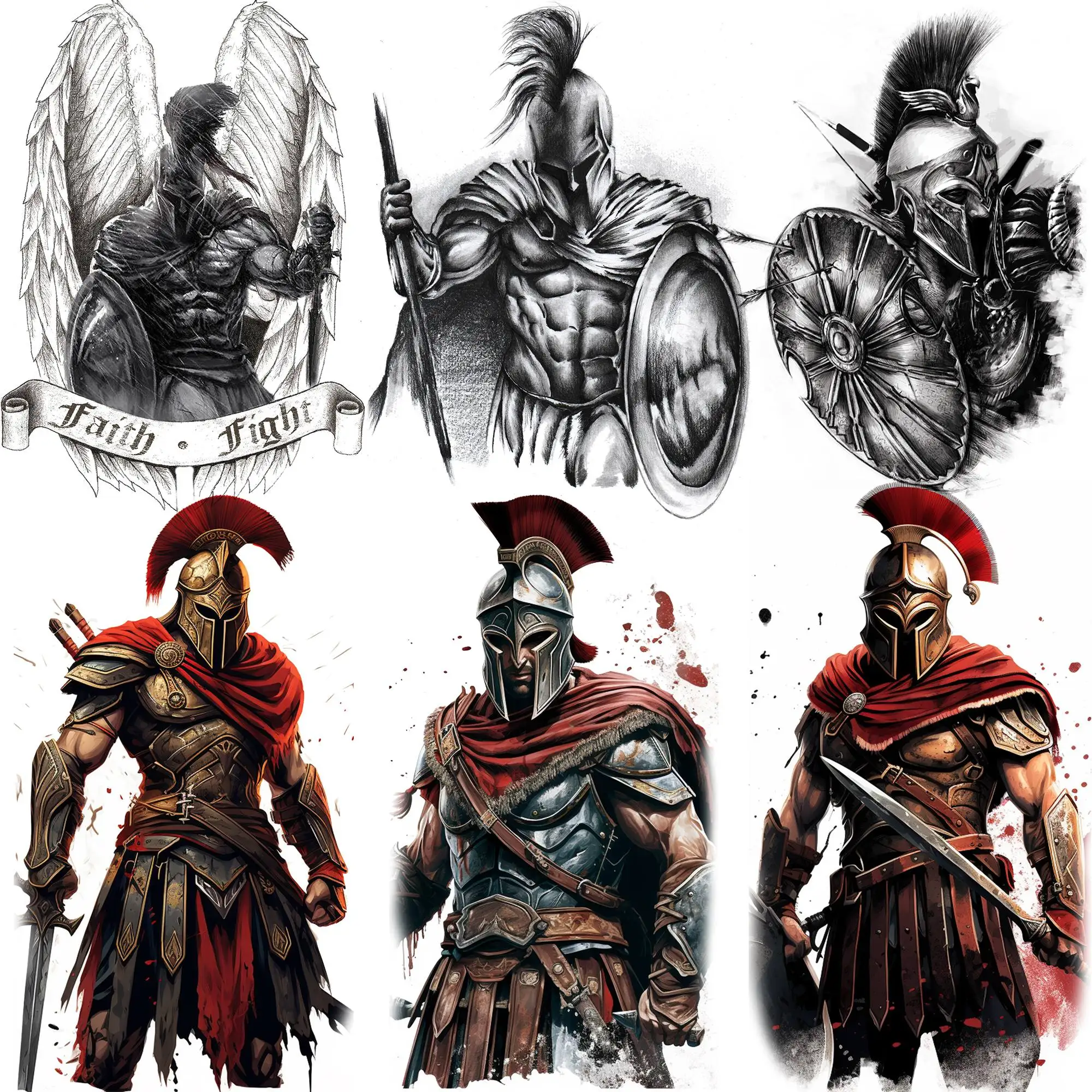 6-Sheets-Tribal-Spartan-Warrior-Temporary-Tattoos-For-Men-Adults-Tattoo ...