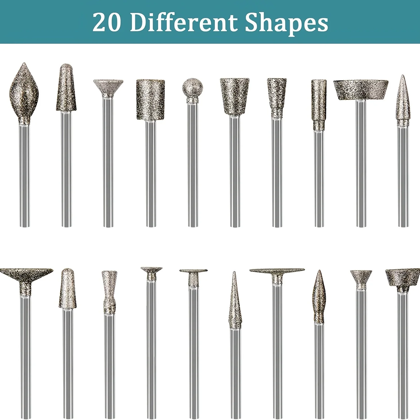20Pcs 3.0 Diamond Grinding Burr Needle Point Engraving Carving ...