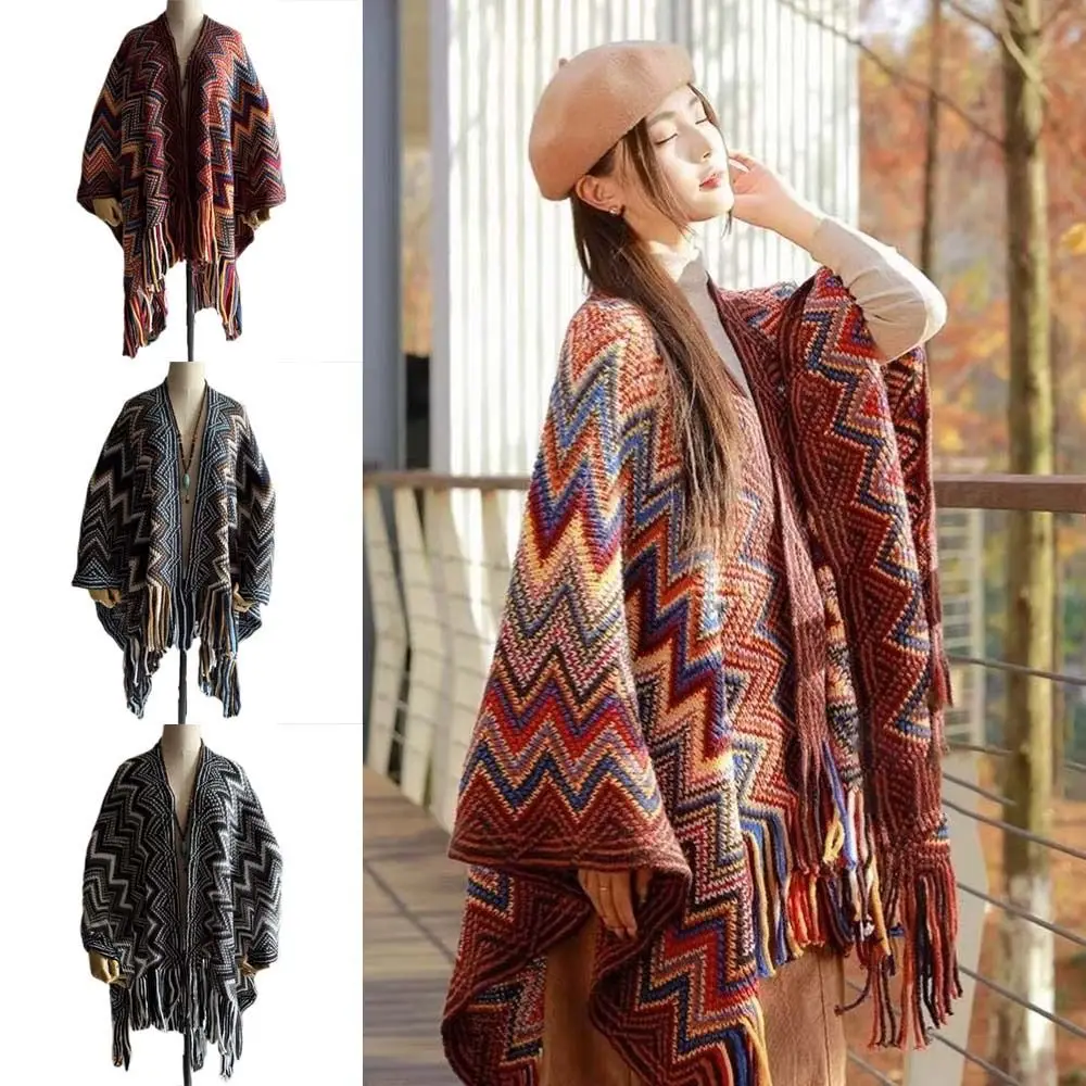 Elegant-Winter-Warm-Ethnic-Style-Shawl-Thicken-Stripe-Tassel-Scarf ...