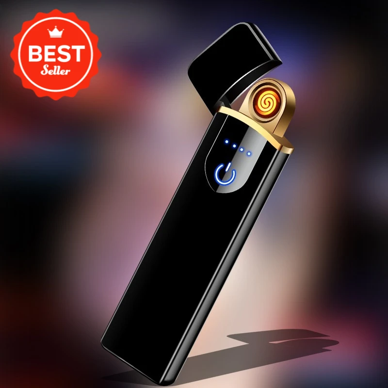 New Smart Electronic Lighter Electric Touch Sensing Windproof Flameless ...