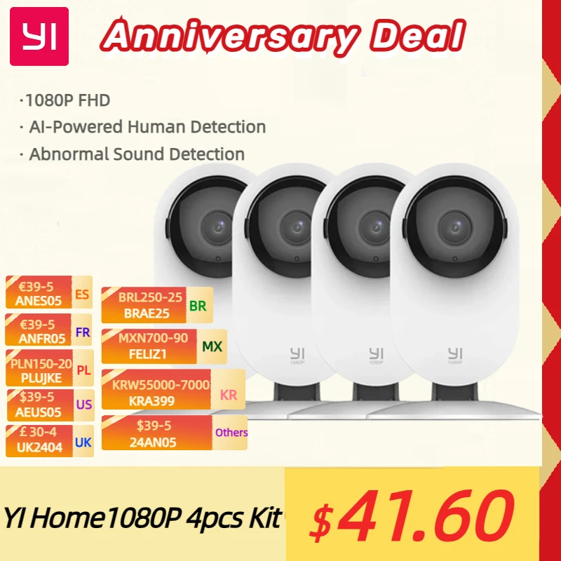 YI-4pc-Home-Camera-1080P-Kits-Wi-Fi-IP-Security-Surveillance-Smart ...