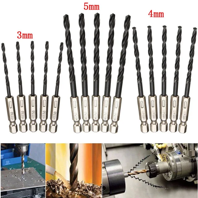 Professional-15pcs-Set-Inch-1-4-Hex-Shank-Twist-Drill-Bit-3mm-4mm-5mm ...