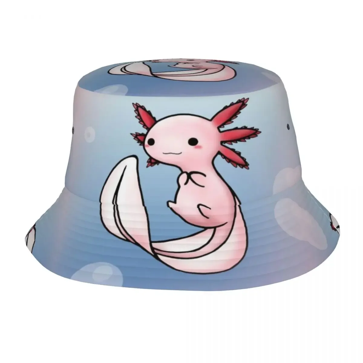 Custom Axolotl Smiling Bucket Hats Women Men Fashion Summer Beach Sun ...