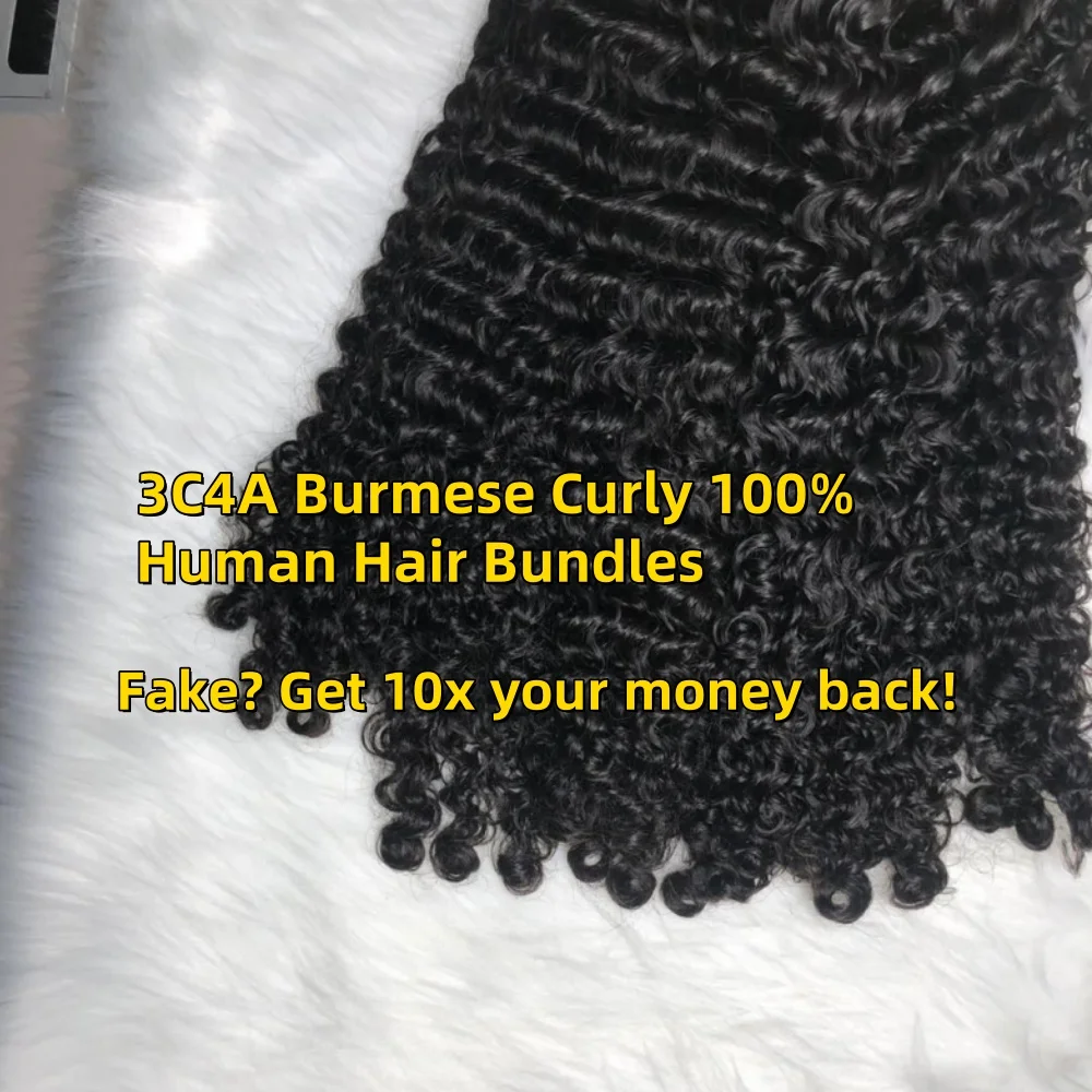 Original 3C4A Burmese Curly Hair Bundles Virgin Human Hair Burmese ...