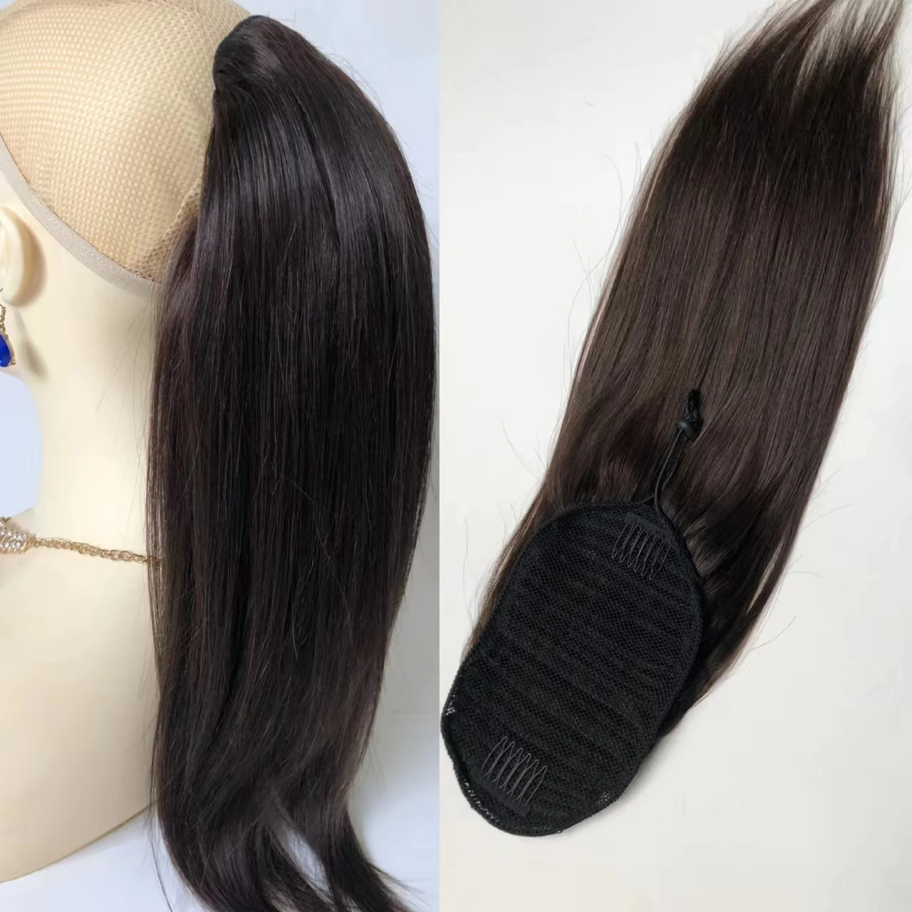 Cola-de-Caballo-recta-con-cord-n-extensiones-de-cabello-humano-brasile ...