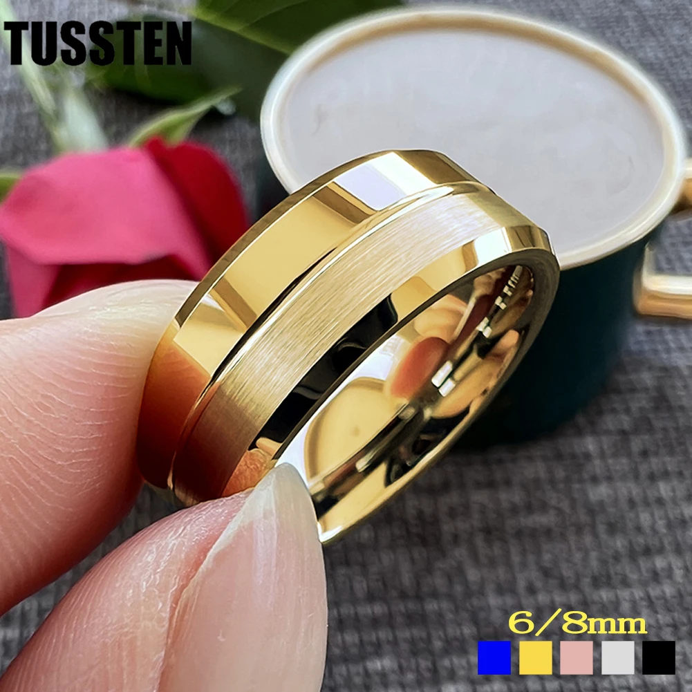 Dropshipping-TUSSTEN-6-8MM-Grooved-Tungsten-Carbide-Ring-Men-Women ...