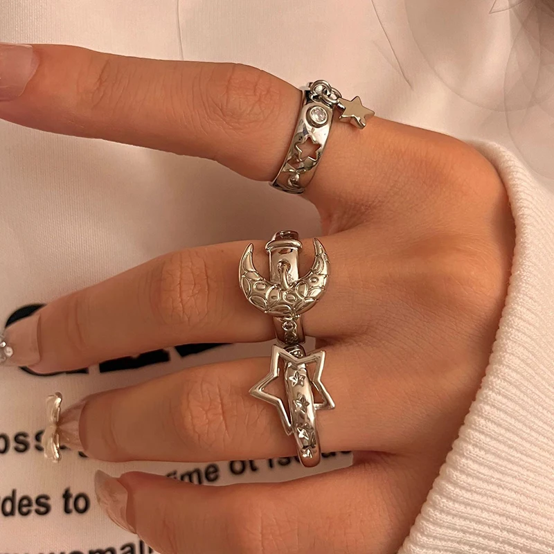 Y2K-Style-Crystal-Pentagonal-Star-Ring-for-Women-Romantic-Moon-Hollowed ...