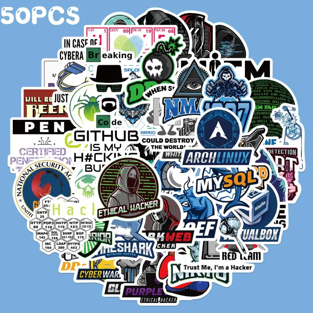 50PCS Hacker Programming Stickers DIY Waterproof Laptop Phone ...
