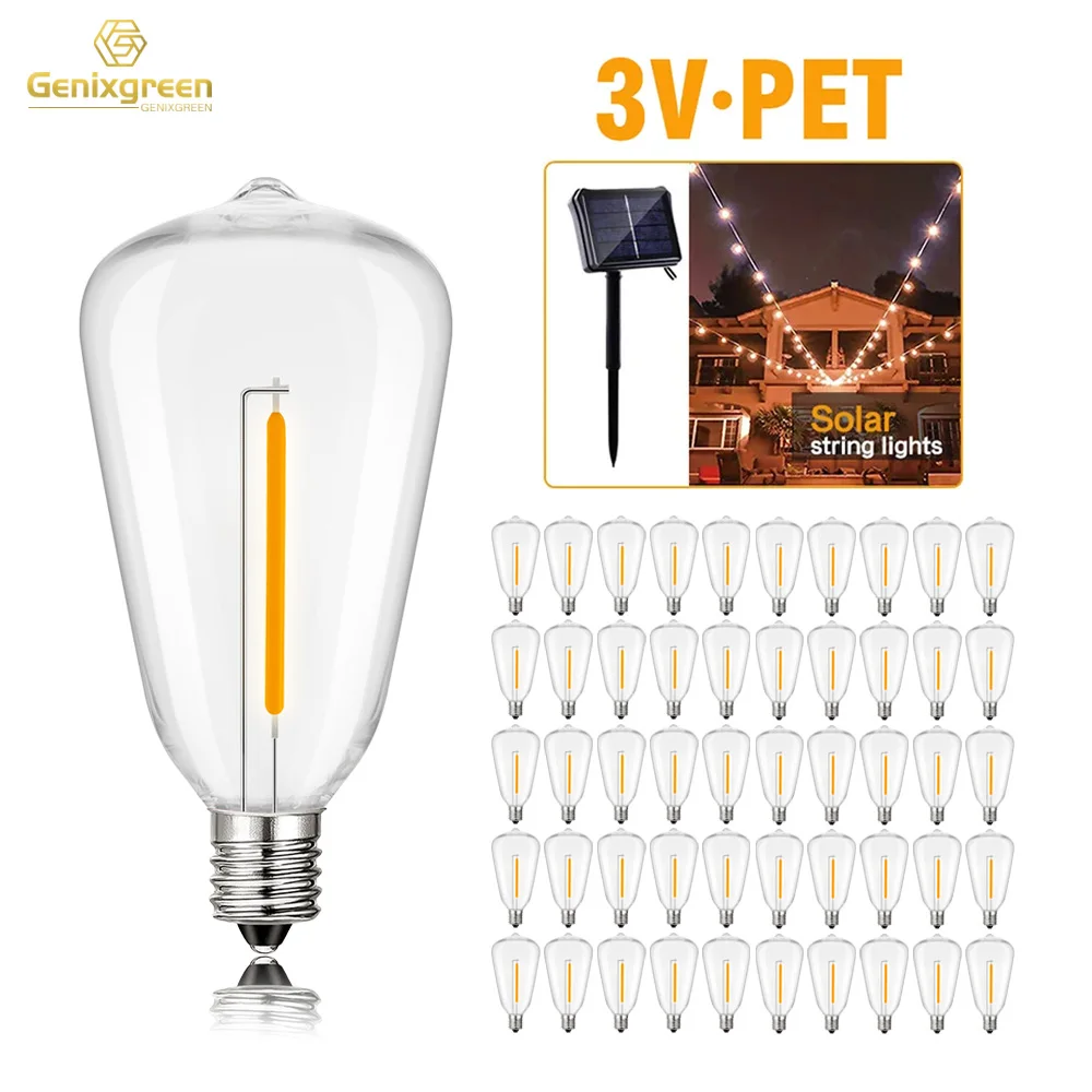 ST38 Solar String Lights Replace Bulbs DC3V E12 Candelabra Base Plastic ...