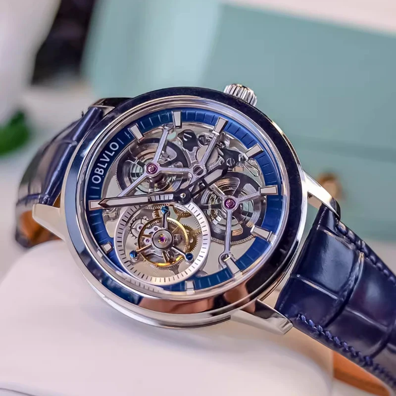 OBLVLO New Flying Tourbillon Men Mechanical Watch Sapphire Glass ...