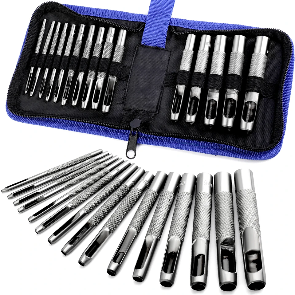 KRABALL 15pcs/set 1mm-11mm Portable Leather Hole Punch DIY Handmade ...