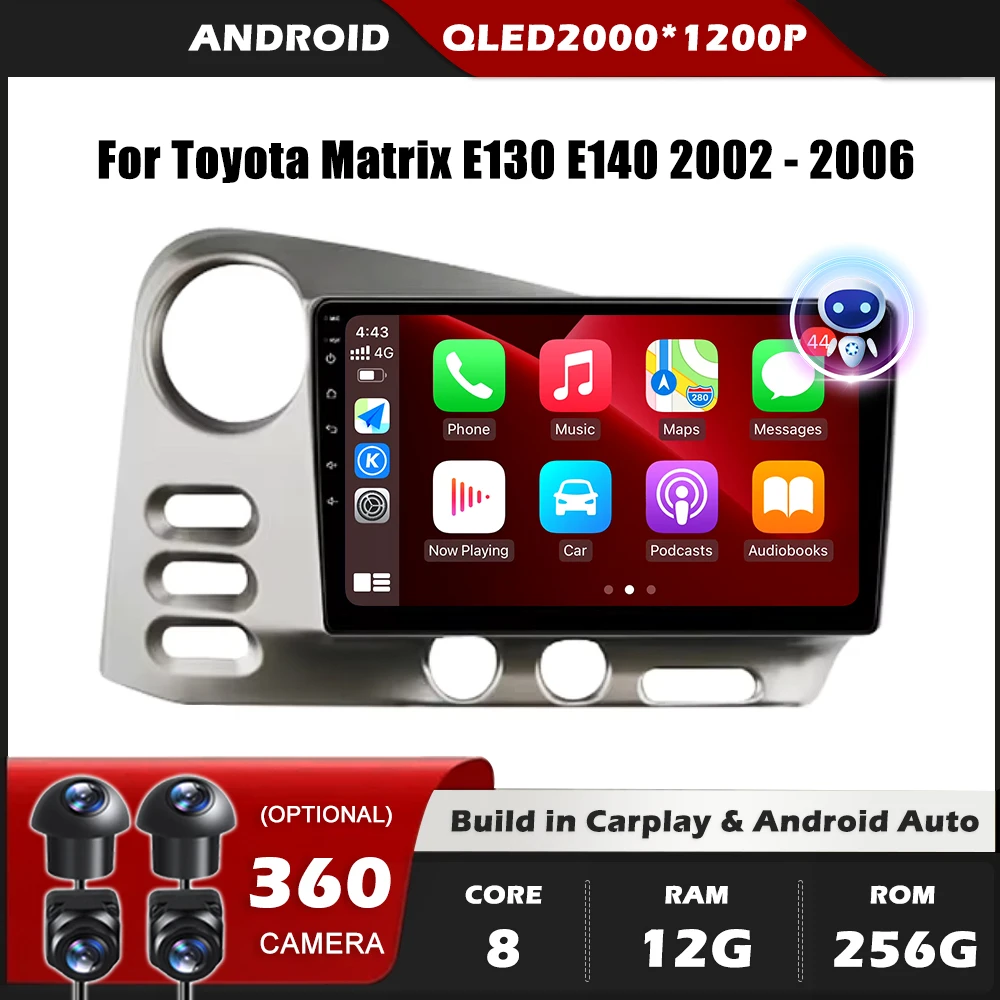 Car-Radio-Carplay-For-Toyota-Matrix-E130-E140-2002-2003-2004-2005-2006 ...