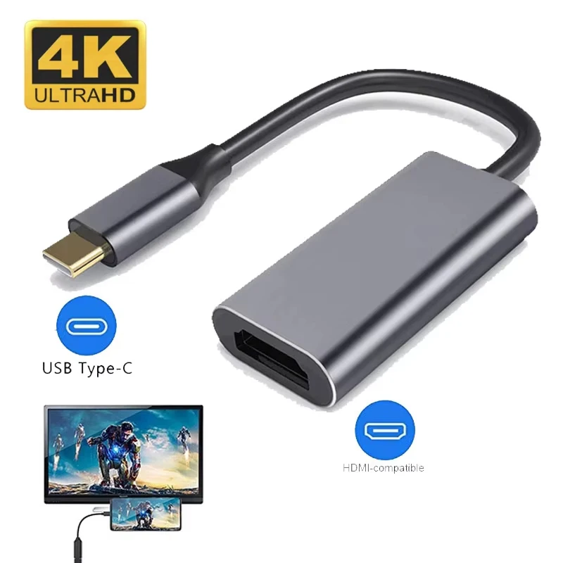 USB Type C to HDMI-compatible Cable USB C to HDMI Converter 4K USB 3.1 ...