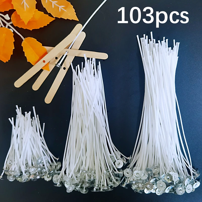 Multiple Sizes Waxed Cotton Thread Candle Wick 103pcs/set Smokeless ...