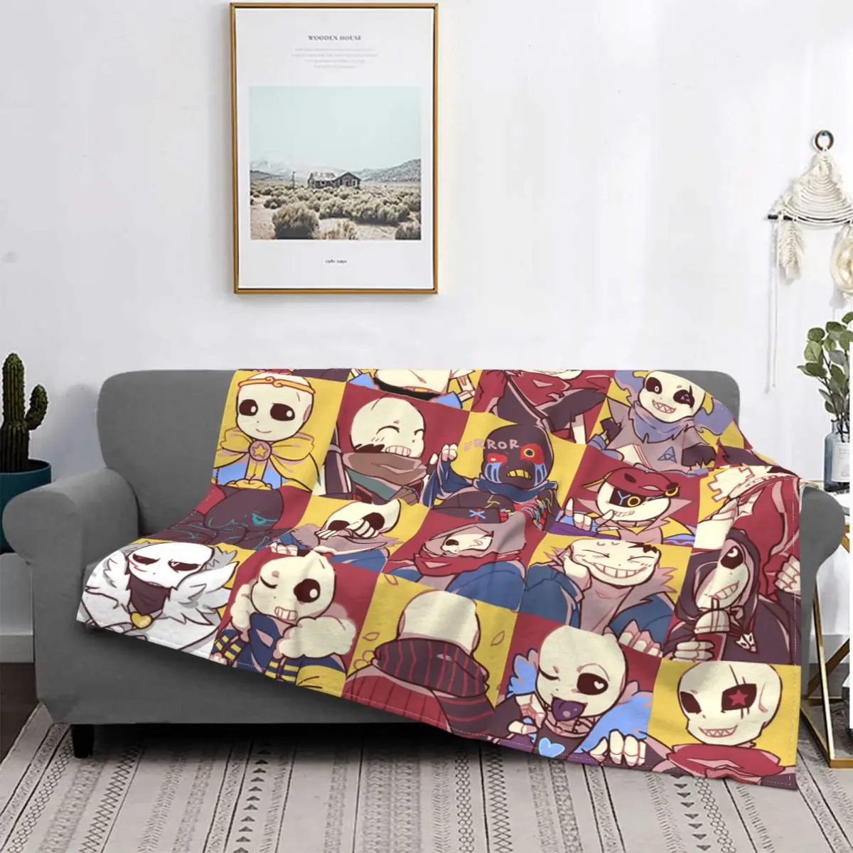 Anime Undertale Plaid Blanket Flannel Textile Decor Collage Games Multi ...
