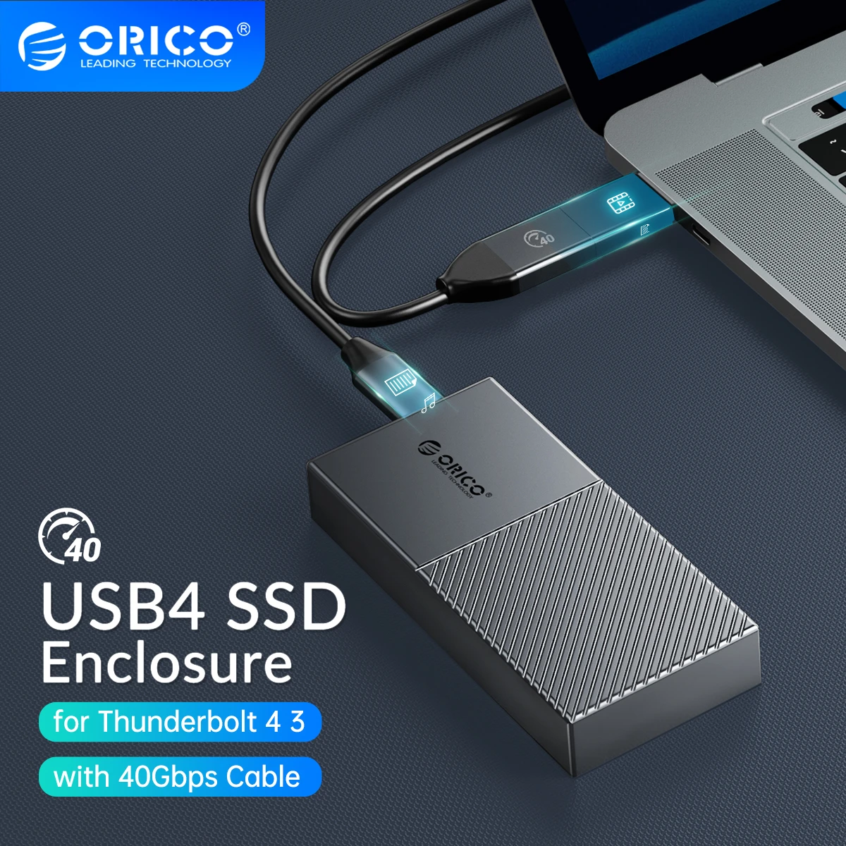 ORICO USB4.0 M2 NVMe SSD Enclosure 40Gbps PCIe3.0x4 Aluminum Case ...