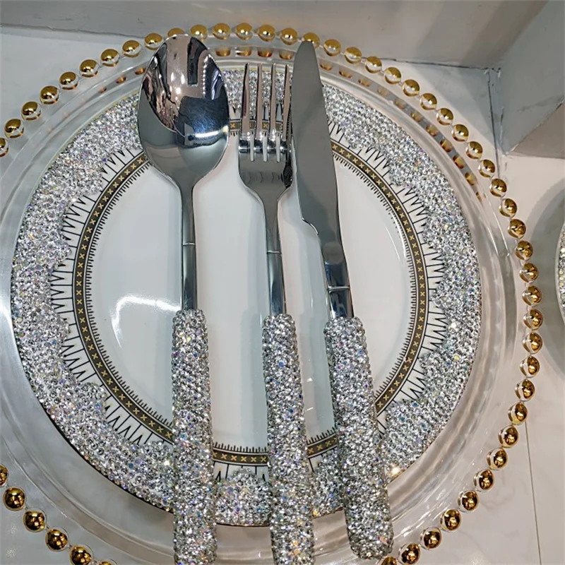 Luxury-Diamond-Cutlery-Stainless-Steel-Fork-Spoon-Knife-Gold-Silver ...
