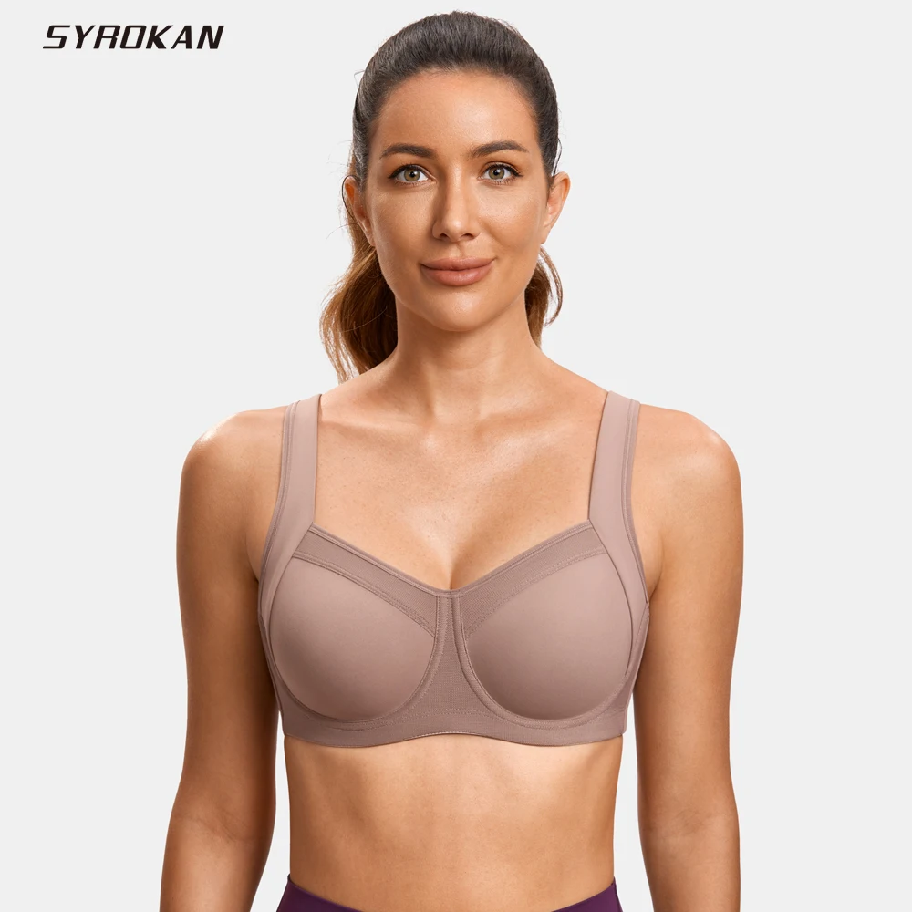 SYROKAN-Sports-Bra-For-Women-High-Impact-Underwire-Adjustable-Straps-Breathable-Workout ...