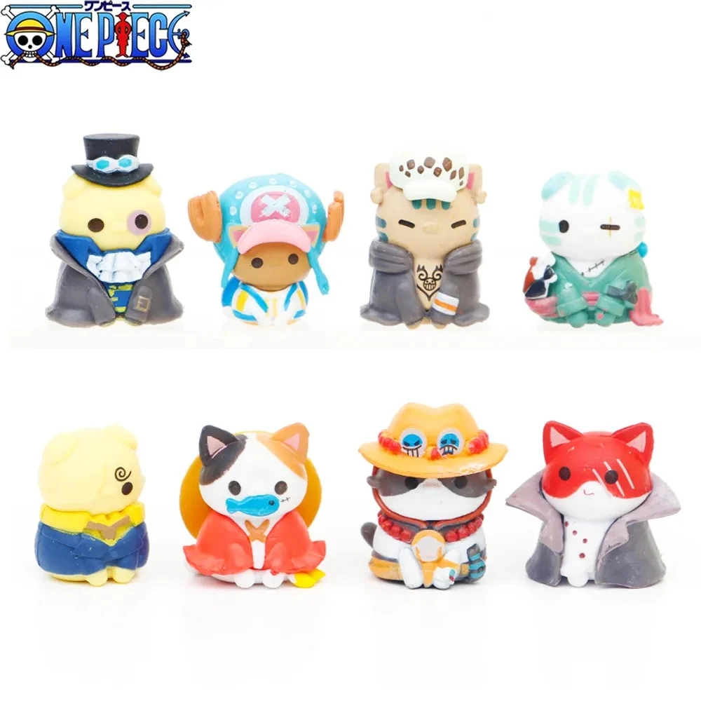 8pcsOne Piece Figure One Piece Cat Cos Anime Figures Tony Ace Law PVC ...