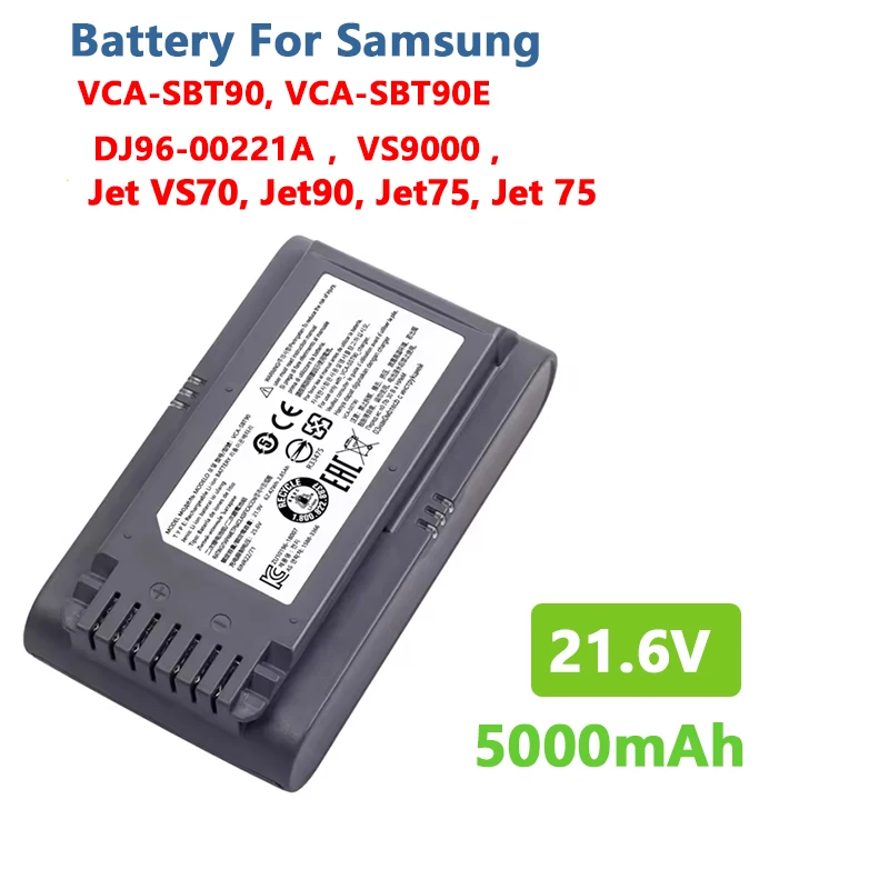 5000mAh NEW Vacuum Cleaner Battery VCA-SBT90, VCA-SBT90E,DJ96-00221A ...