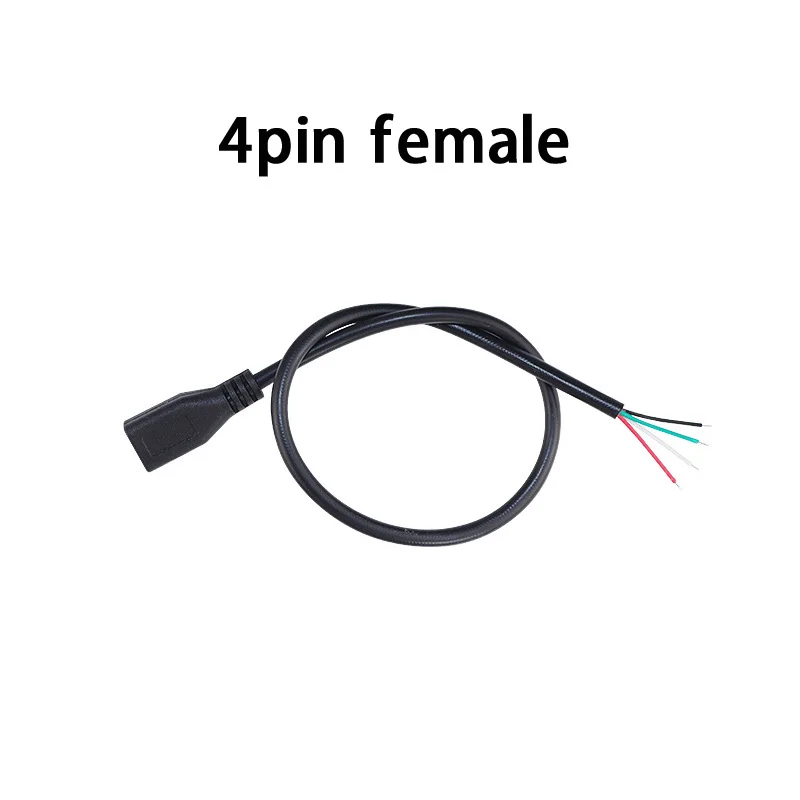 2pin 4pin Micro Usb Male Female To Open Wire 2 Core 4 Core Power Data Charging Wire Connector