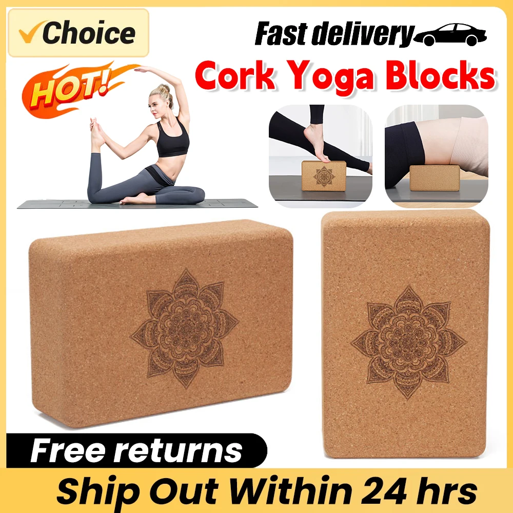Cork-Yoga-Block-Set-EVA-Gym-Blocks-Cork-Foam-Yoga-Brick-Exercise ...