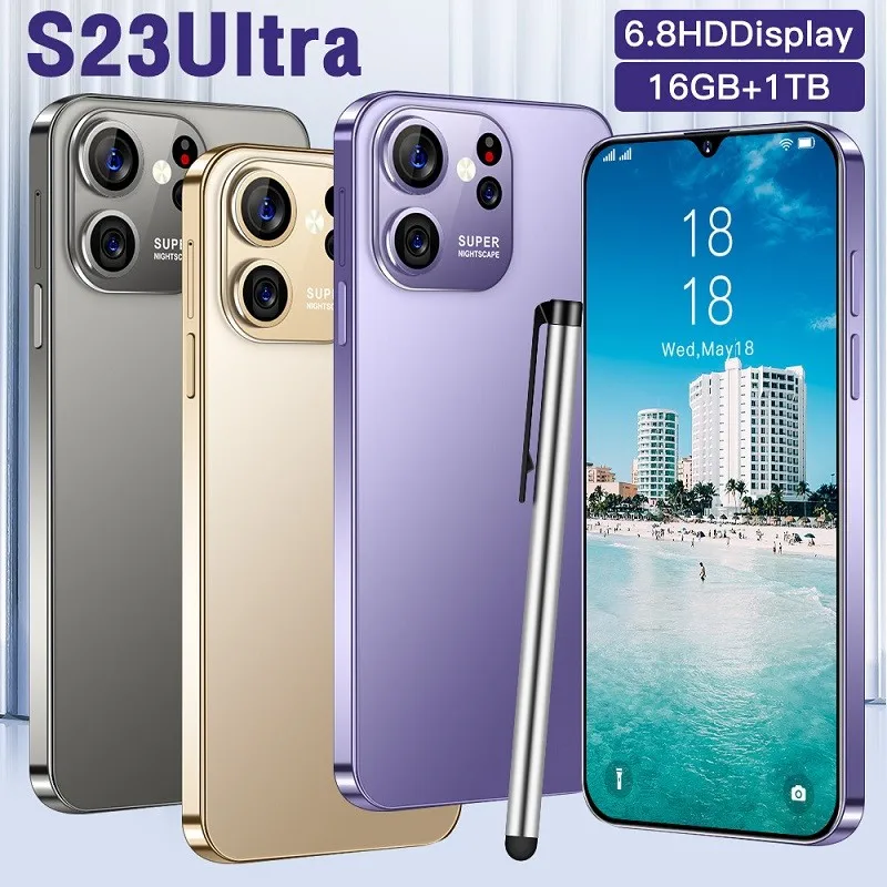 Brand New S23 Ultra Smartphone 6.7 polegadas tela cheia Face ID 16GB ...