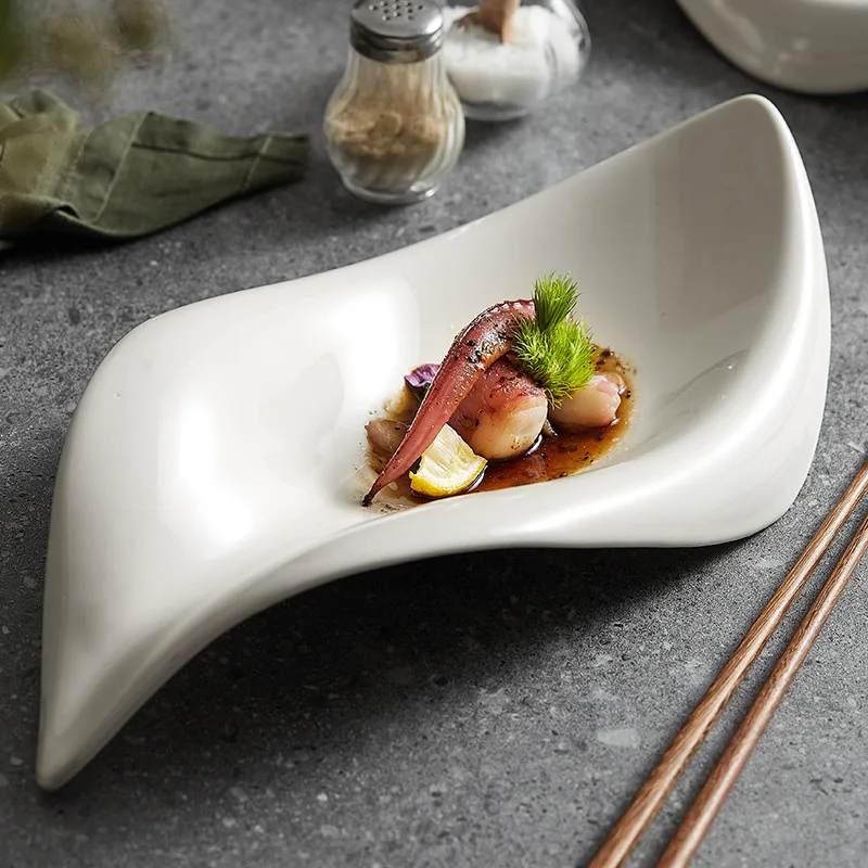 European-Irregular-Cutlery-Leaf-Shape-Ceramic-Plate-Fancy-Salad-Plate ...