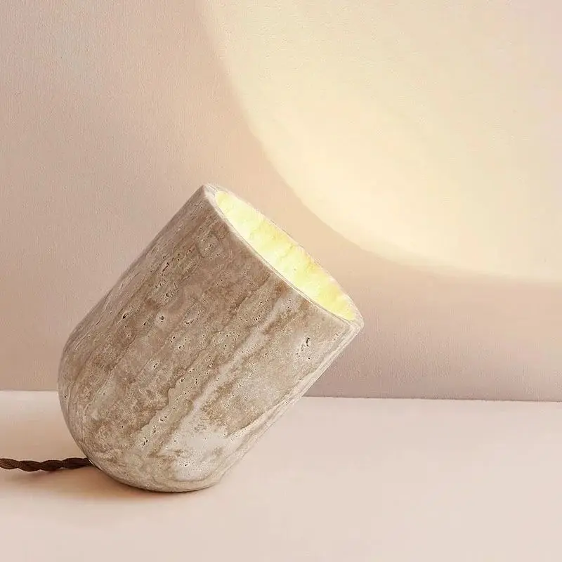 Modern-Bedroom-Travertine-Floor-Lamp-Natural-Yellow-Cave-Stone-Table ...