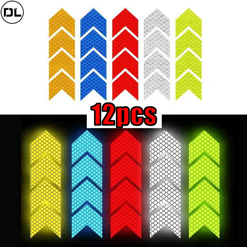 12-Pcs-Set-Reflective-Arrow-Sign-Tape-Warning-Safety-Sticker-for-Car ...