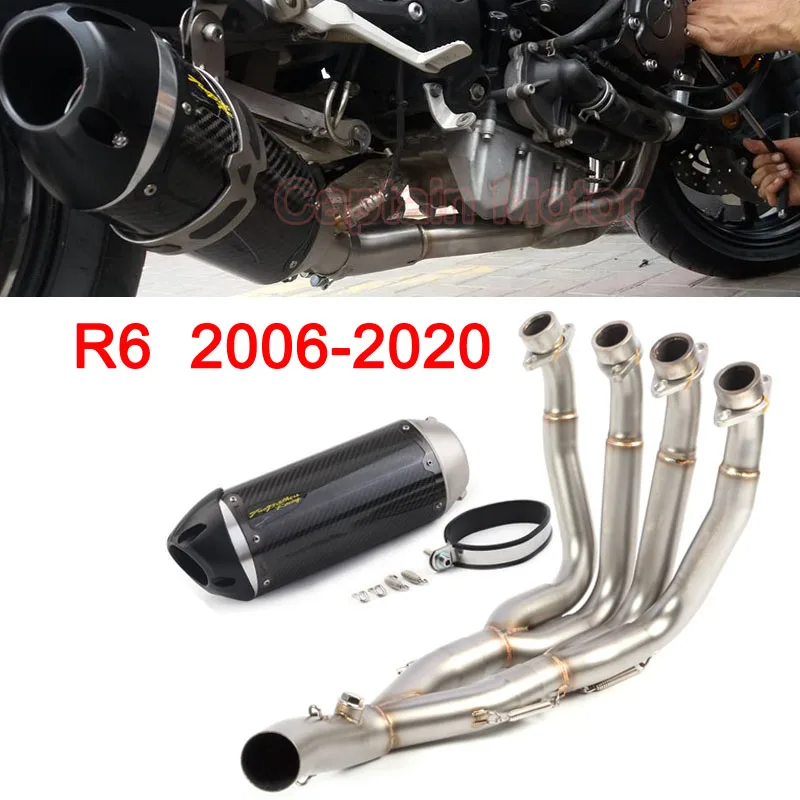 YZF-R6-Motorcycle-Exhaust-Two-Brothers-Muffler-Full-System-Pipe-Steel ...