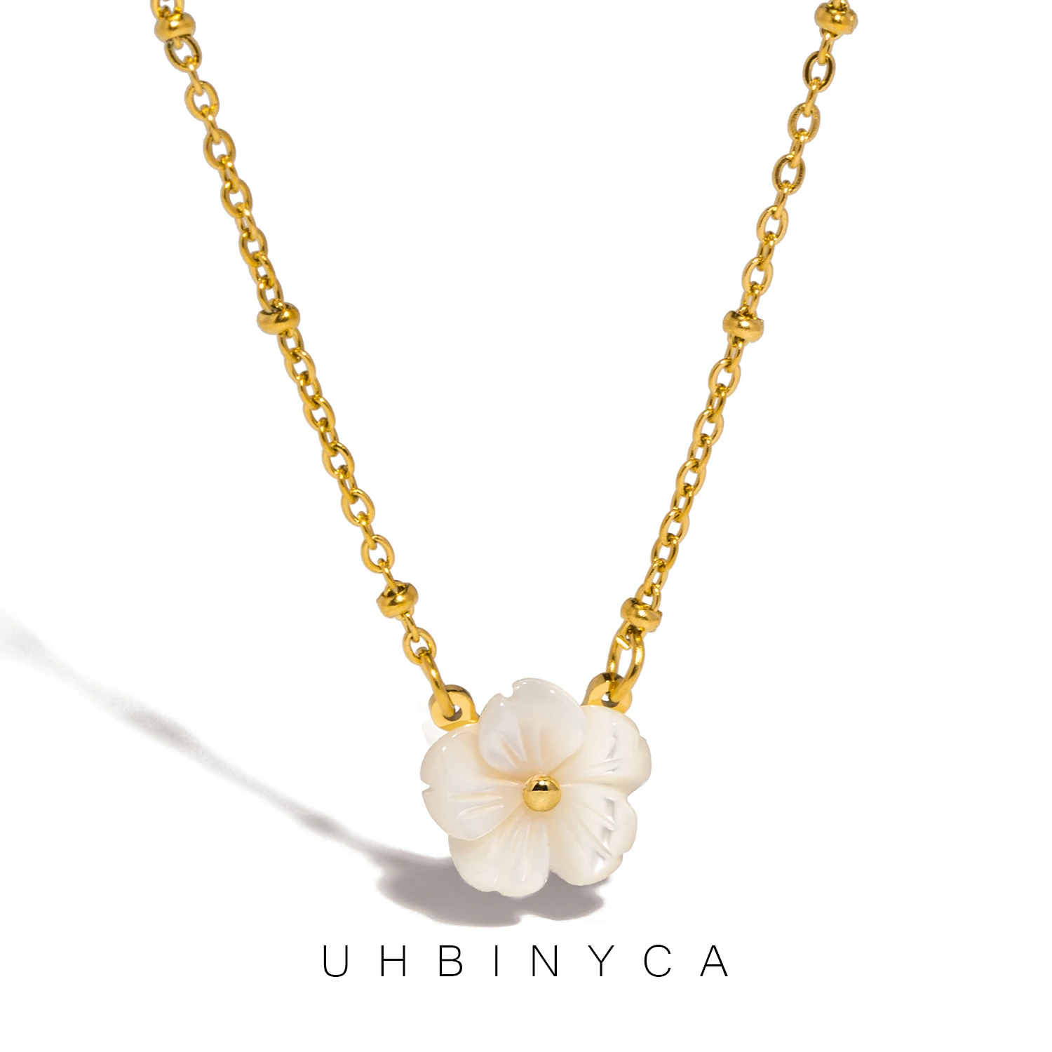 UHBINYCA-Elegant-Flower-Shell-Necklace-for-Women-Stainless-Steel-Chain ...